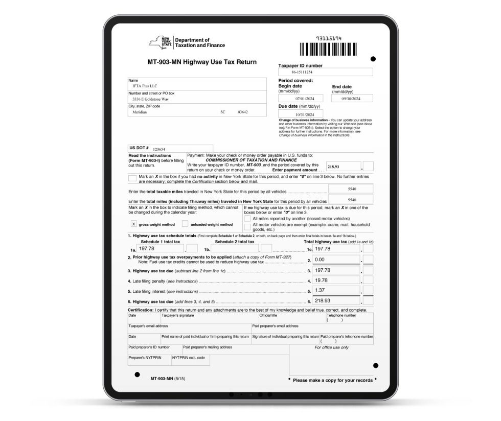 Jurisdiction - New York - IFTA Plus